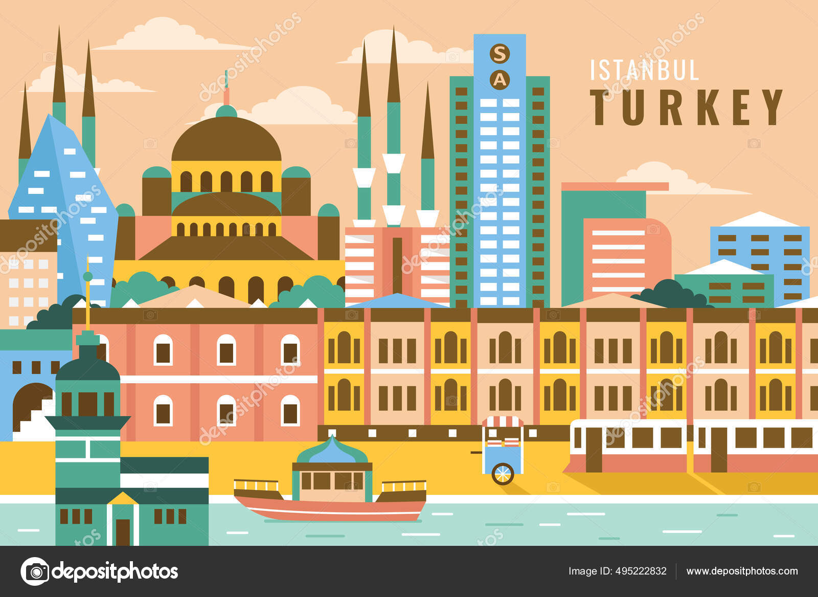 Vector Illustration Istanbul Turkey Flat Design Concept Stock Vector by ...