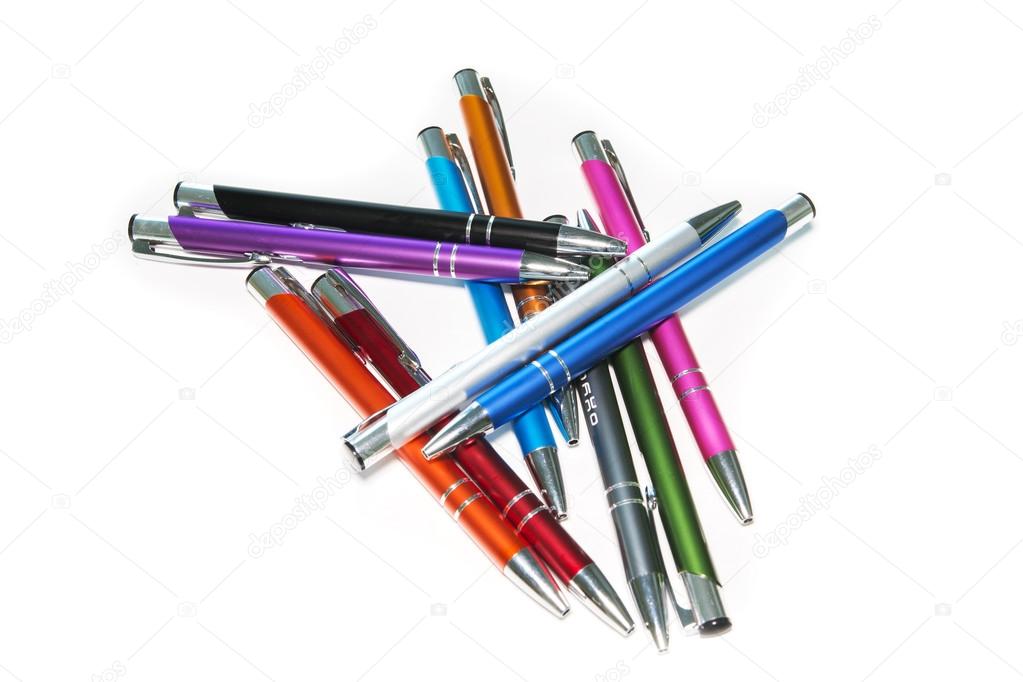 Office colored pens scattered on the table — Stock Photo © lukin77 ...