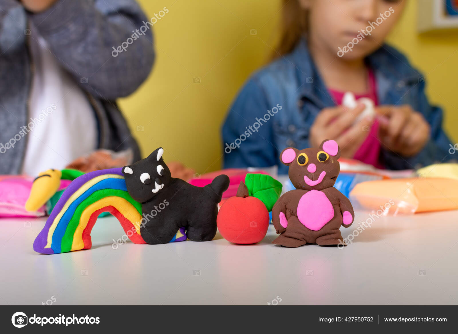 Kids Playing Plasticine Small Kid Molding Modeling Clay Learning Hobby ...