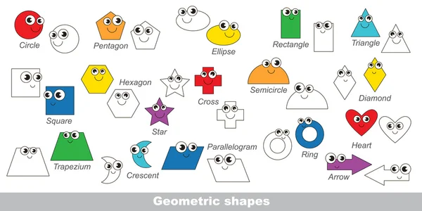 Set of simple geometric shapes cartoon. Page to be colored. Stock ...