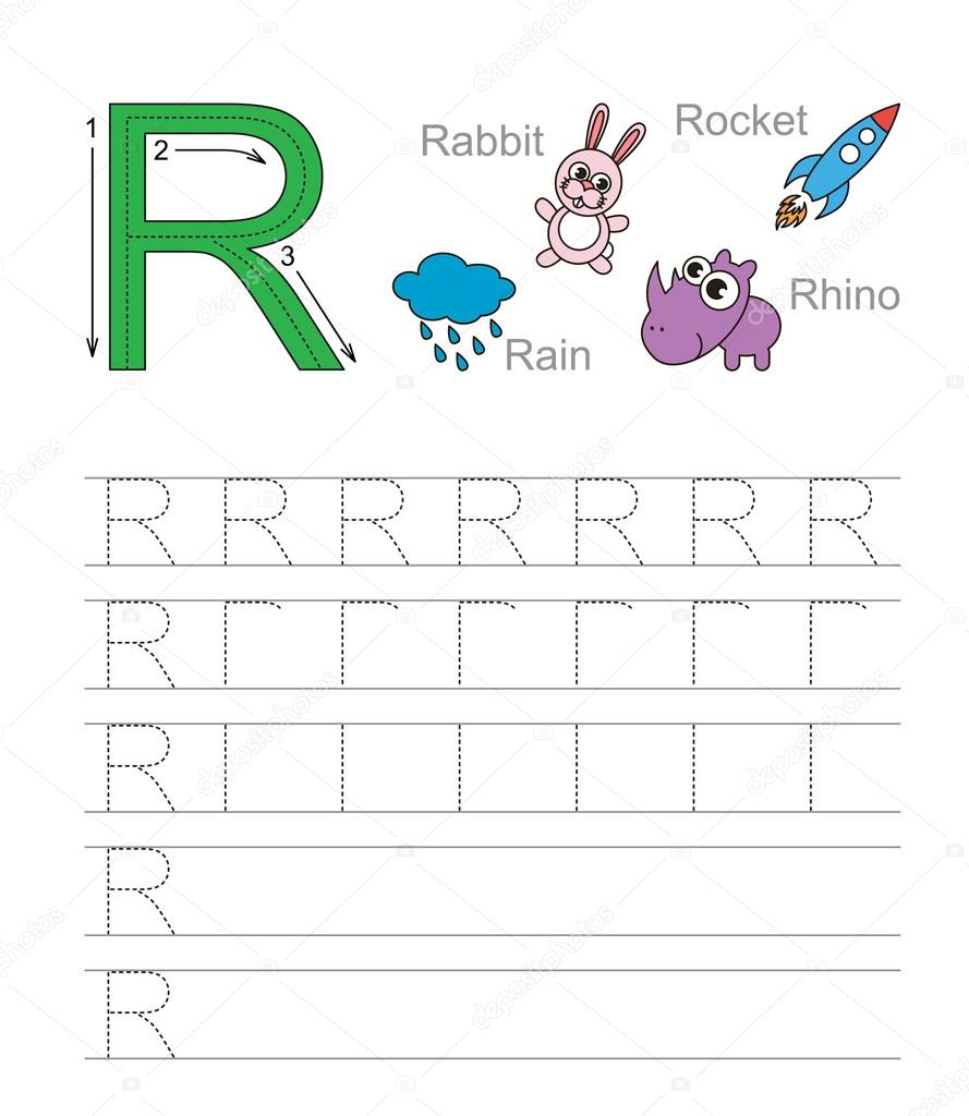 Letter R. Learn handwriting. Stock Vector by ©Anna_Mikhailova 104531490