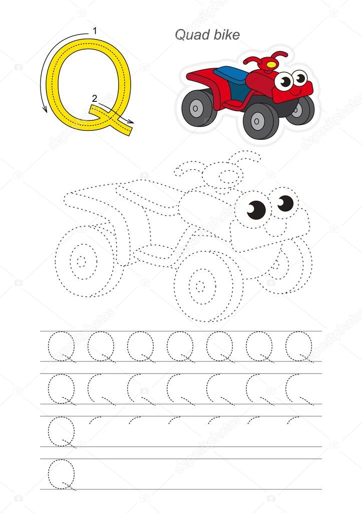 Trace game for letter Q. The Quad bike. Stock Vector Image by ©Anna ...