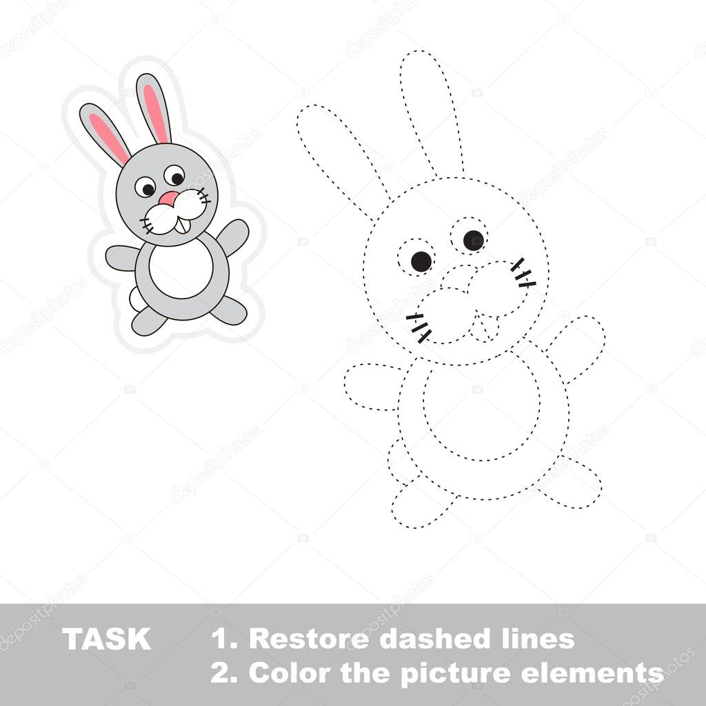 One cartoon rabbit. Restore dashed line and color picture. Stock Vector ...