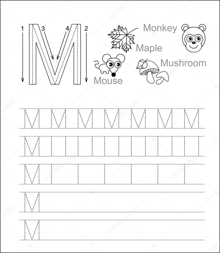 Letter M. Learn handwriting. Stock Vector by ©Anna_Mikhailova 84591380