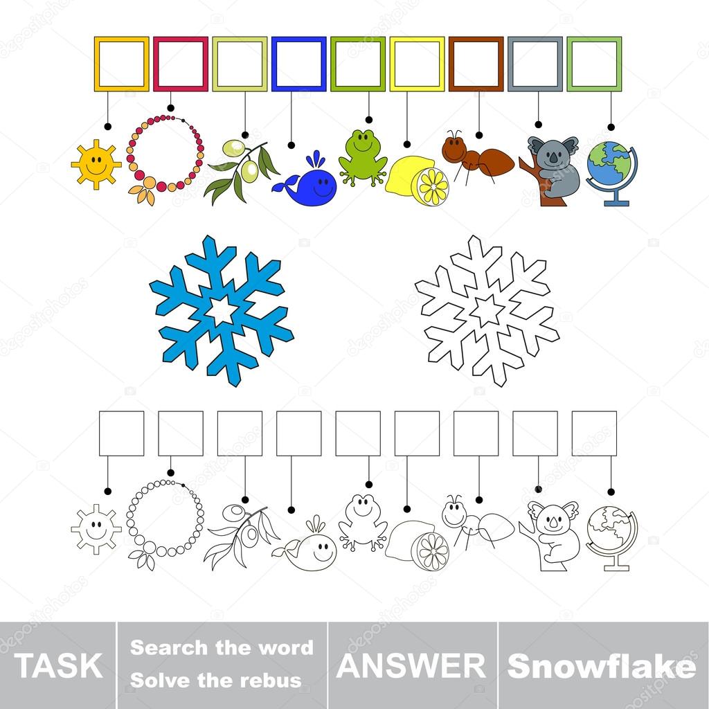 Vector game. Search the word. Find hidden word Snowflake Stock Vector ...