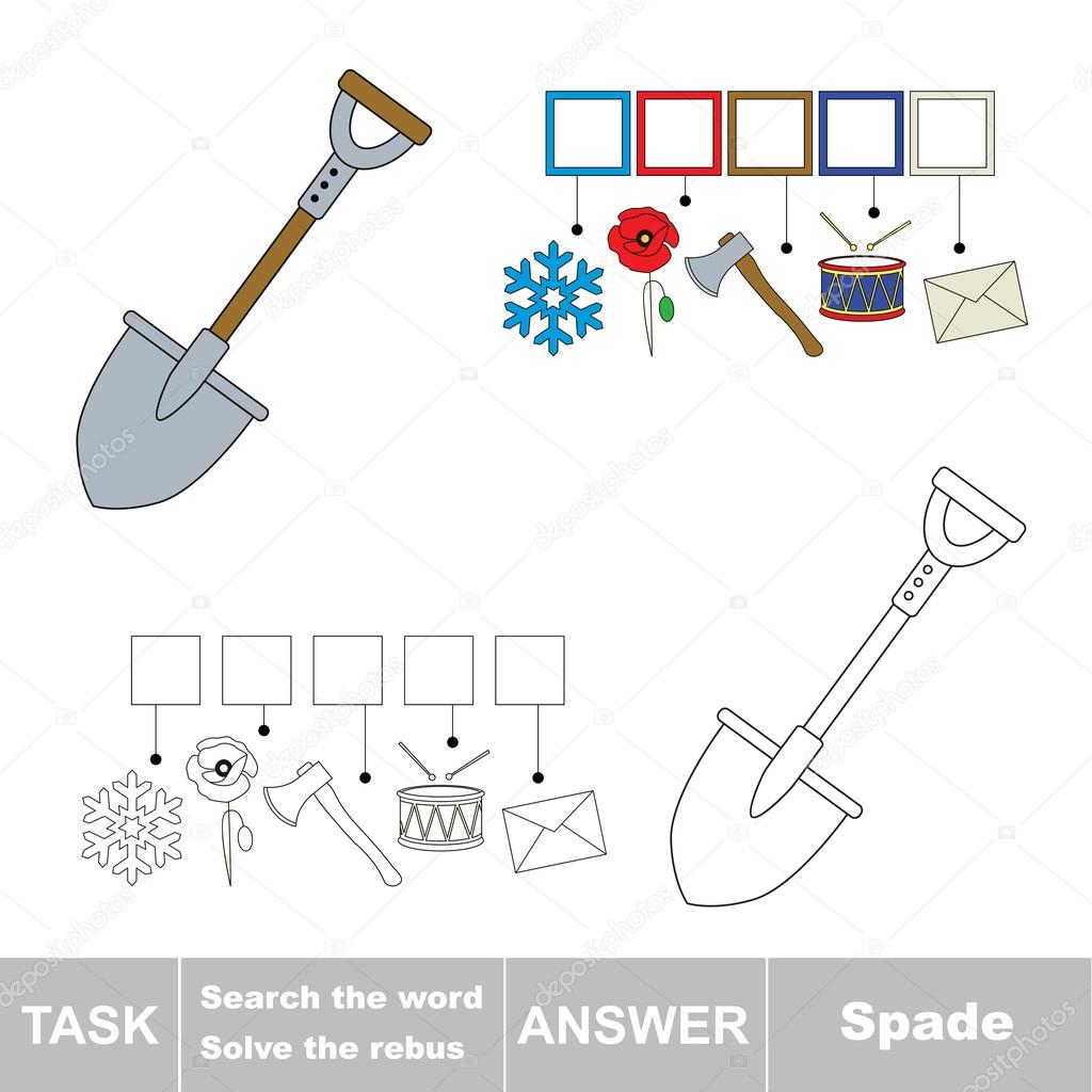 Vector game. Search the word. Find hidden word Spade Stock Vector Image ...