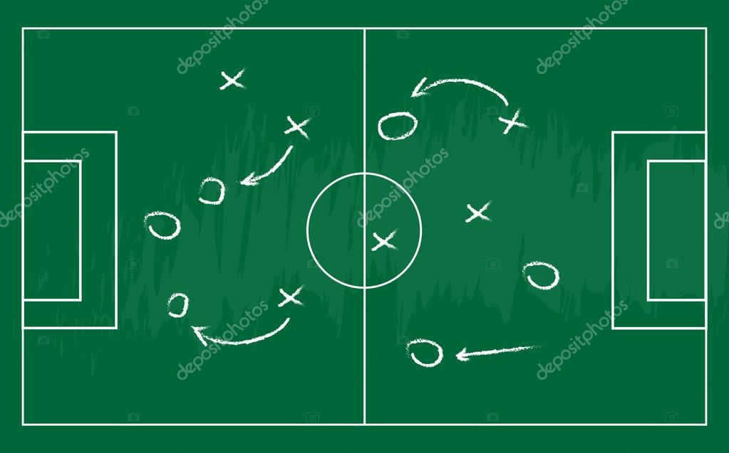 Plan de estrategia de fútbol o juego de fútbol. Pizarra realista. Ilustración vectorial ...