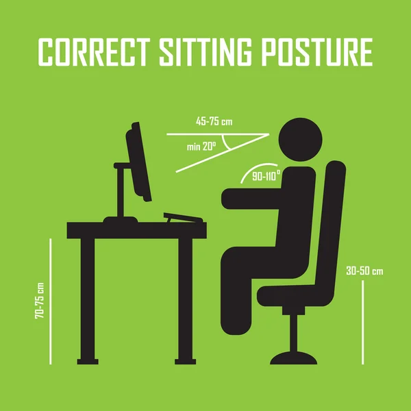 Ergonomic posture desk. Correct sitting posture. Correct position of ...