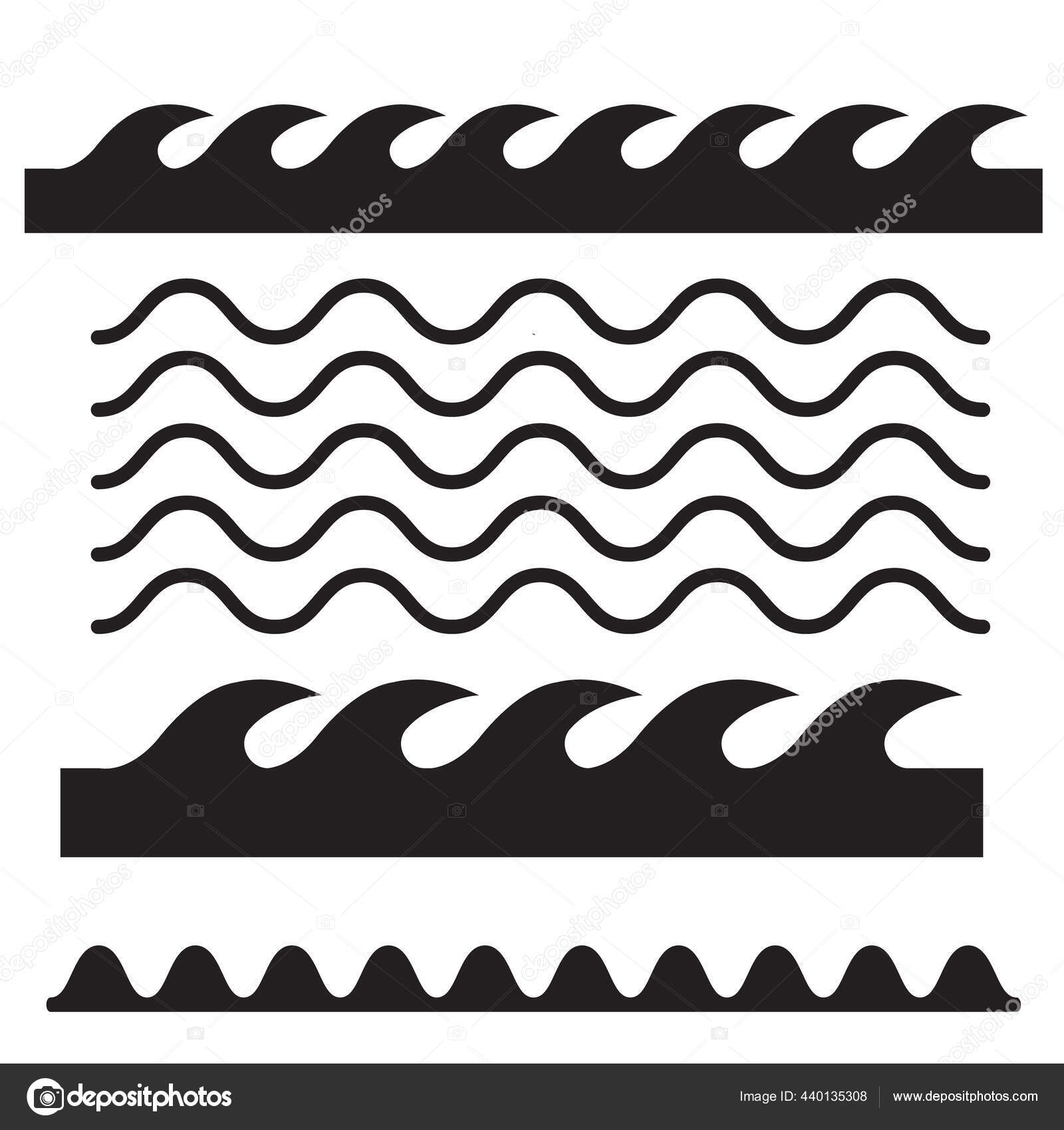 Conjunto Iconos Onda Icono Del Contorno Las Olas Onda Símbolo Vector de ...