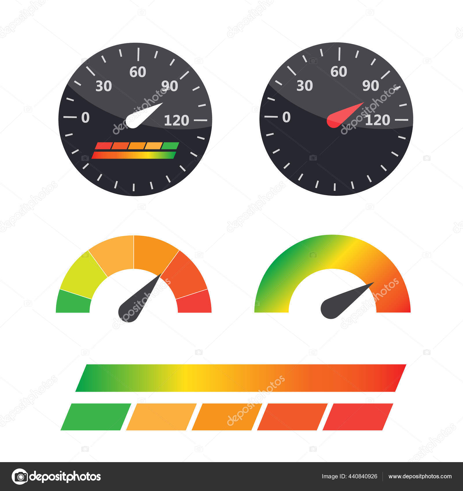 Car Dashboard Gauge Speed Meter Vector Arrow Auto Barometer Stock ...