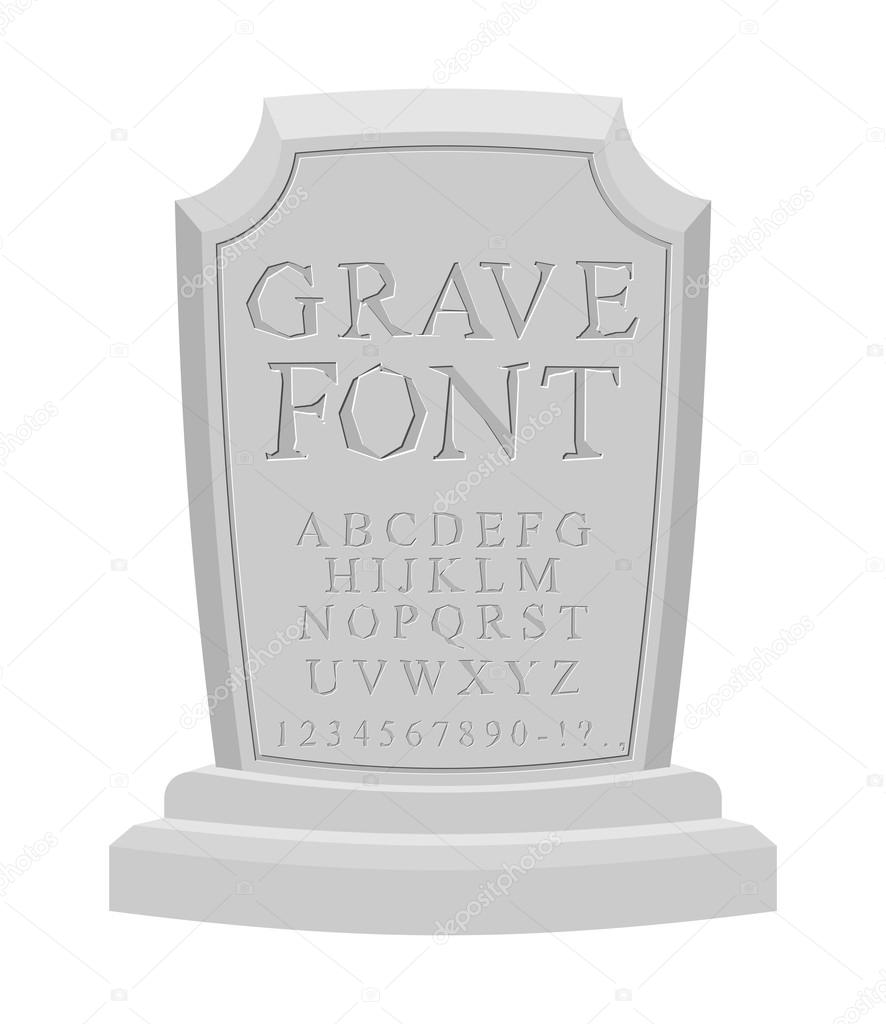 Dio fuente. Antiguo tallado en lápida de ABC. Tumba del alfabeto. 2022