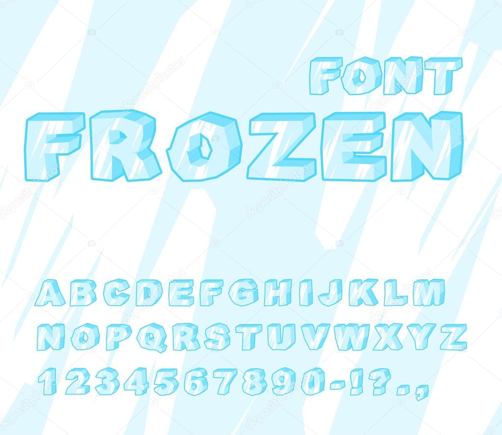 Frozen font. Ice alphabet. Transparent ABC. Cold blue letters Stock ...