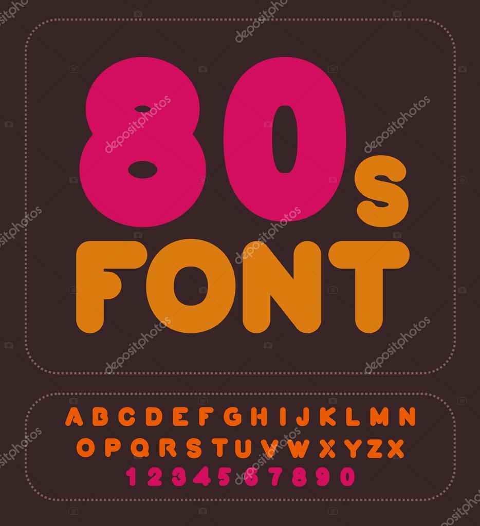 80s font. Retro alphabet. Vintage rounded alphabet. Disco Letter Stock ...