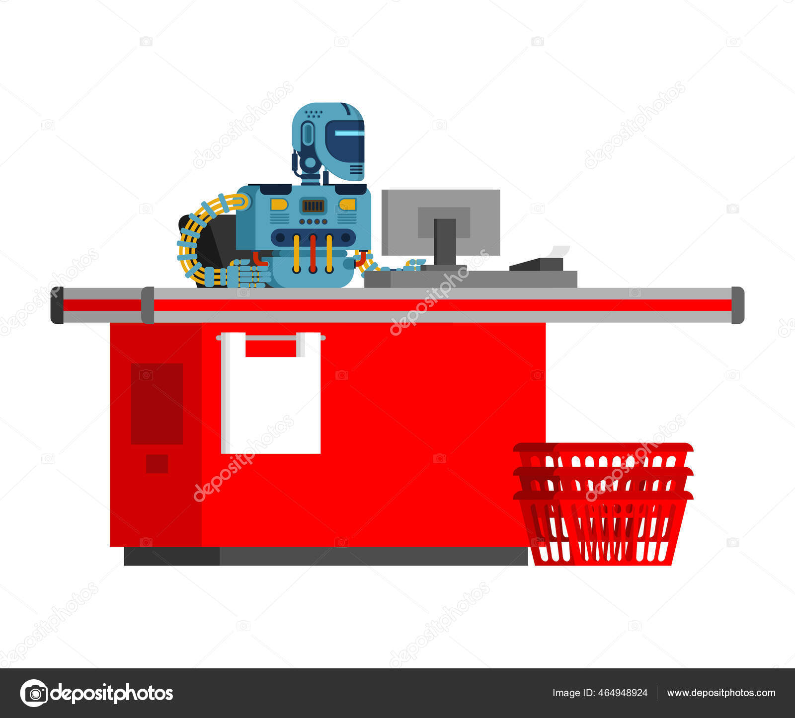 Robot Checkout Counter Supermarket Technology Future Stock Vector by ...