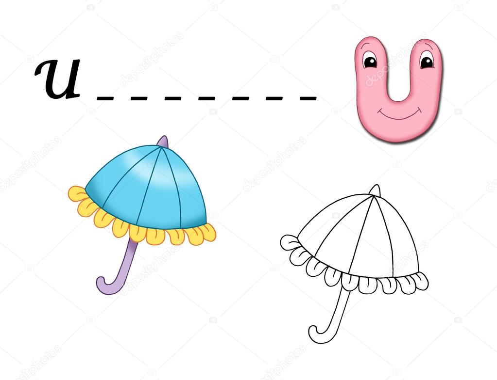 alfabeto de dibujos animados, u 2023