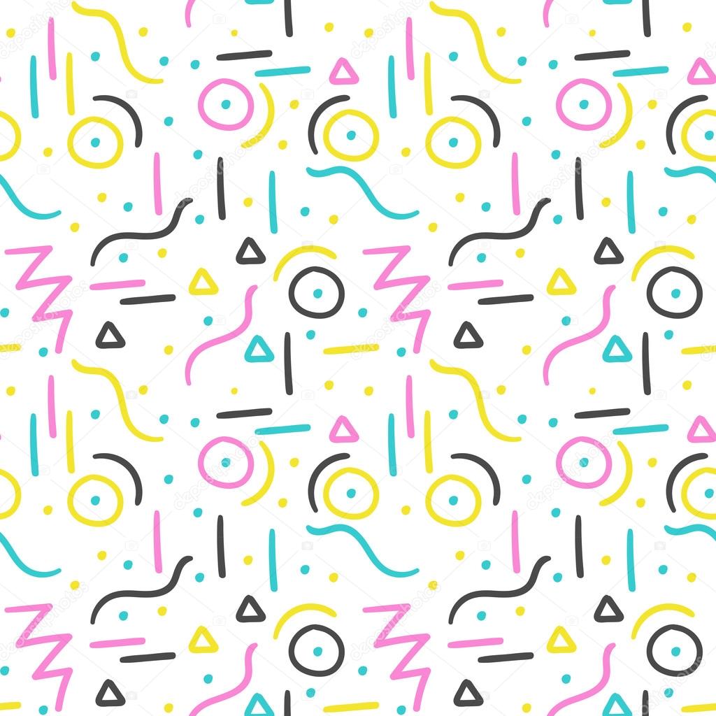 Memphis pattern design. Seamless vector print in 80s style. — Stock ...