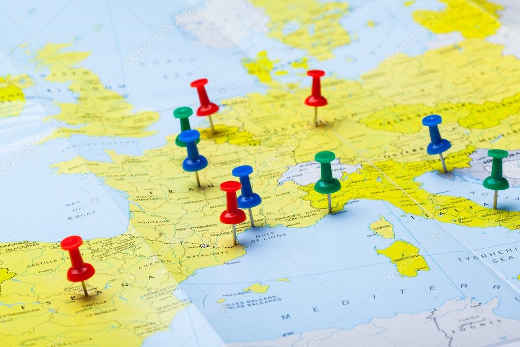 Destination points on map Stock Photo by ©Fotofabrika 124177762
