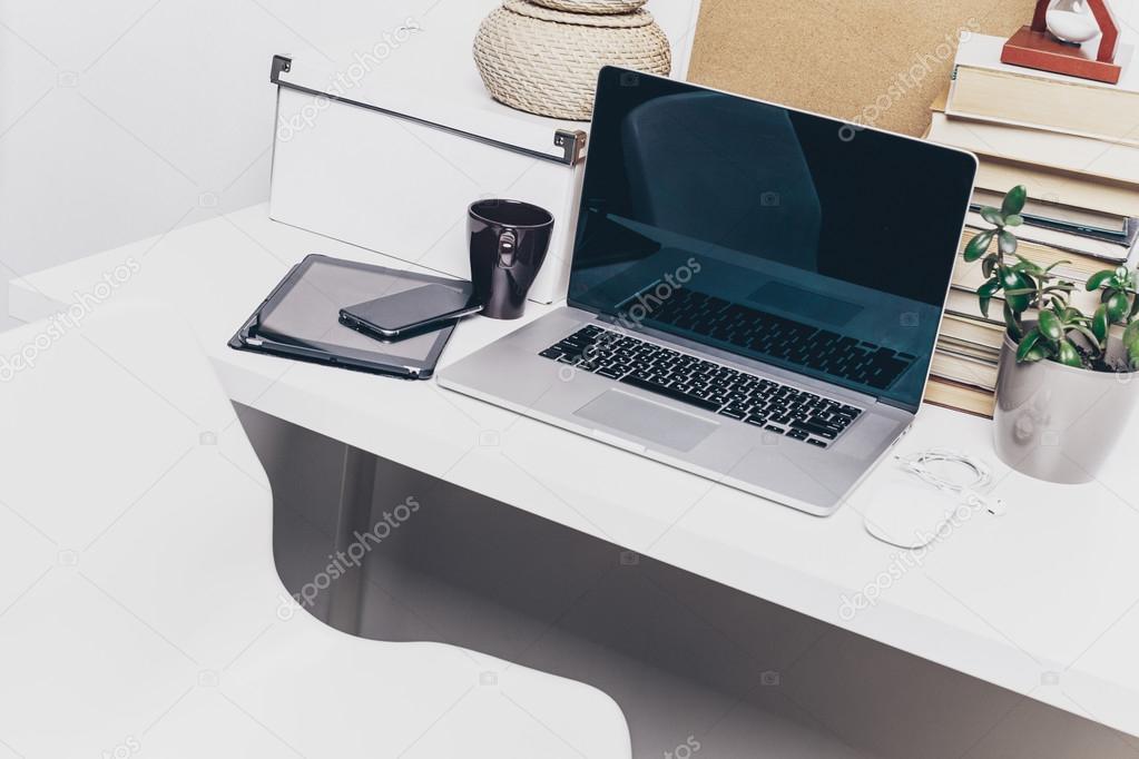 Stylish workspace with computer — Stock Photo © Fotofabrika #98187682