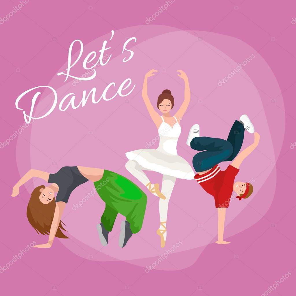 Ilustración vectorial de danza en pareja danza moderna, bachata de ...