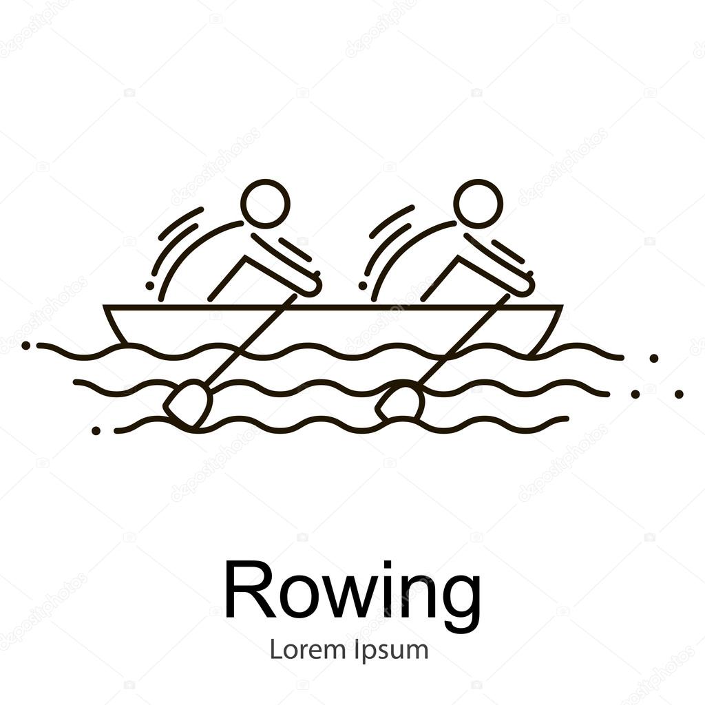 Canoe Rowing Team Icon Set. Sporting Competition Race. — Stock Vector ...