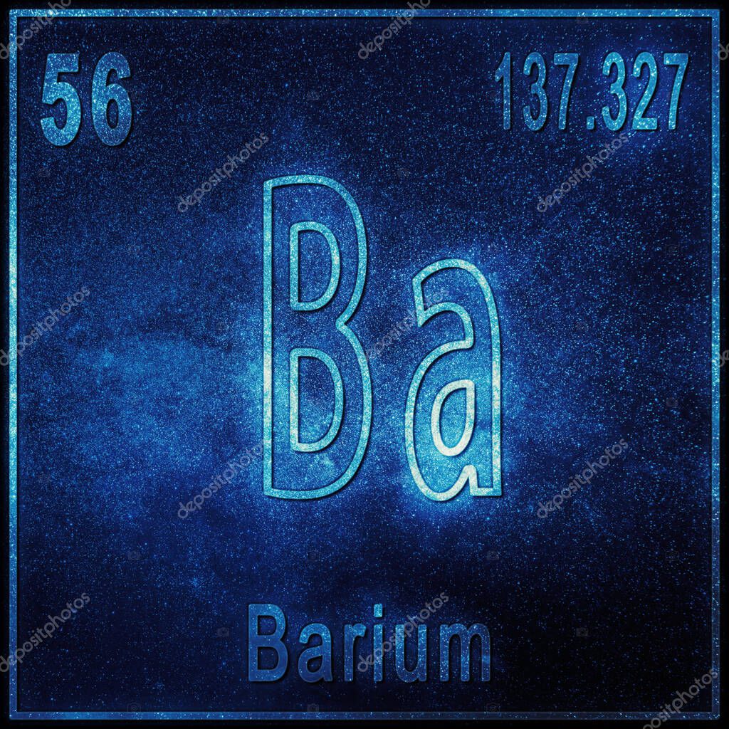 Elemento químico de bario, signo con número atómico y peso atómico ...