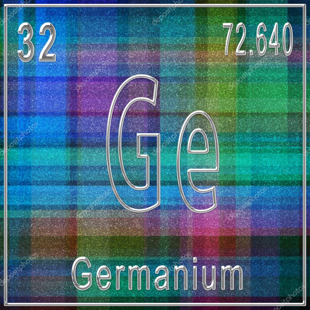 Elemento químico de germanio, signo con número atómico y peso atómico ...