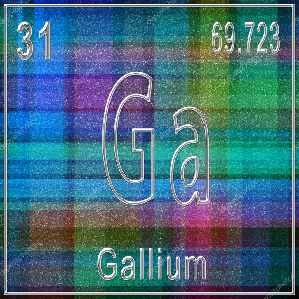 Elemento químico de galio, signo con número atómico y peso atómico ...