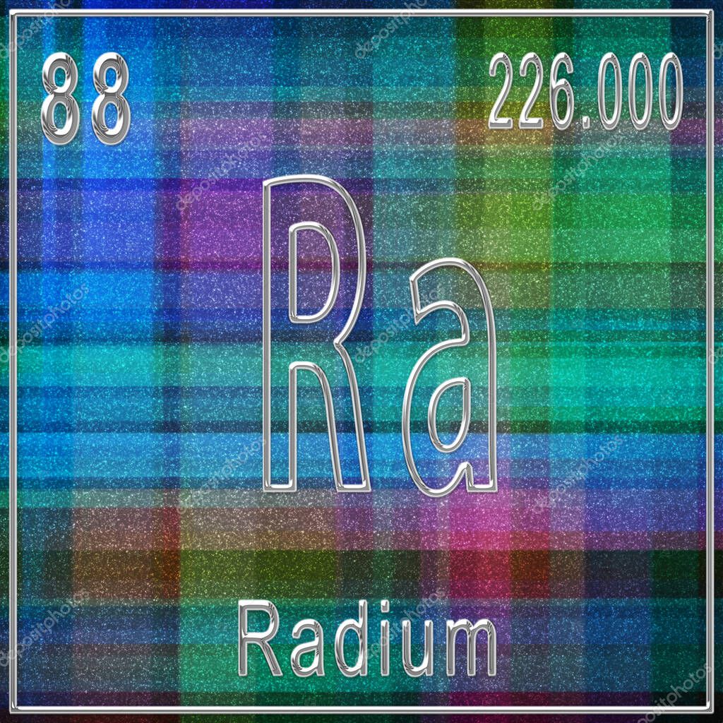 Elemento químico de radio, signo con número atómico y peso atómico ...