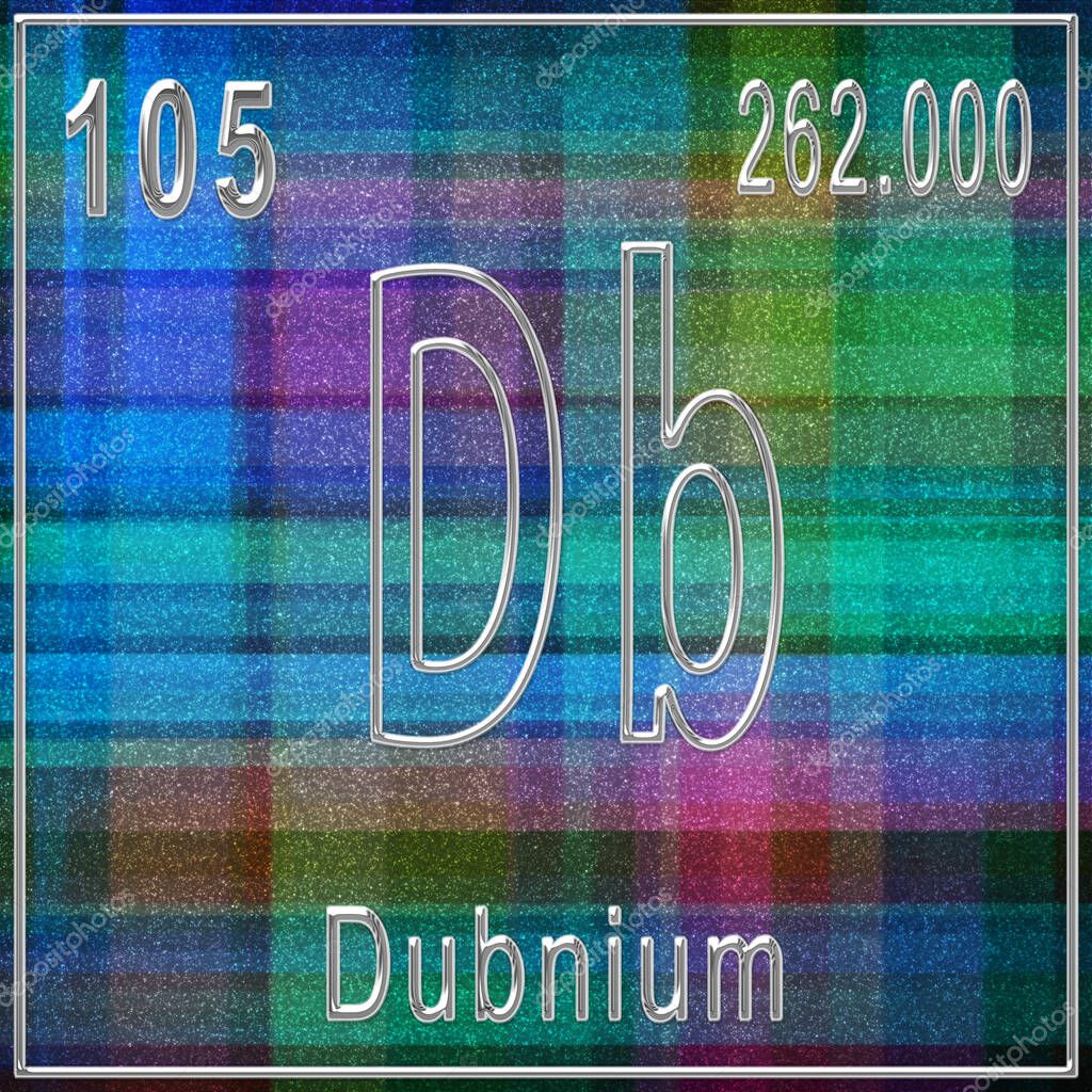 Elemento químico de Dubnio, signo con número atómico y peso atómico ...