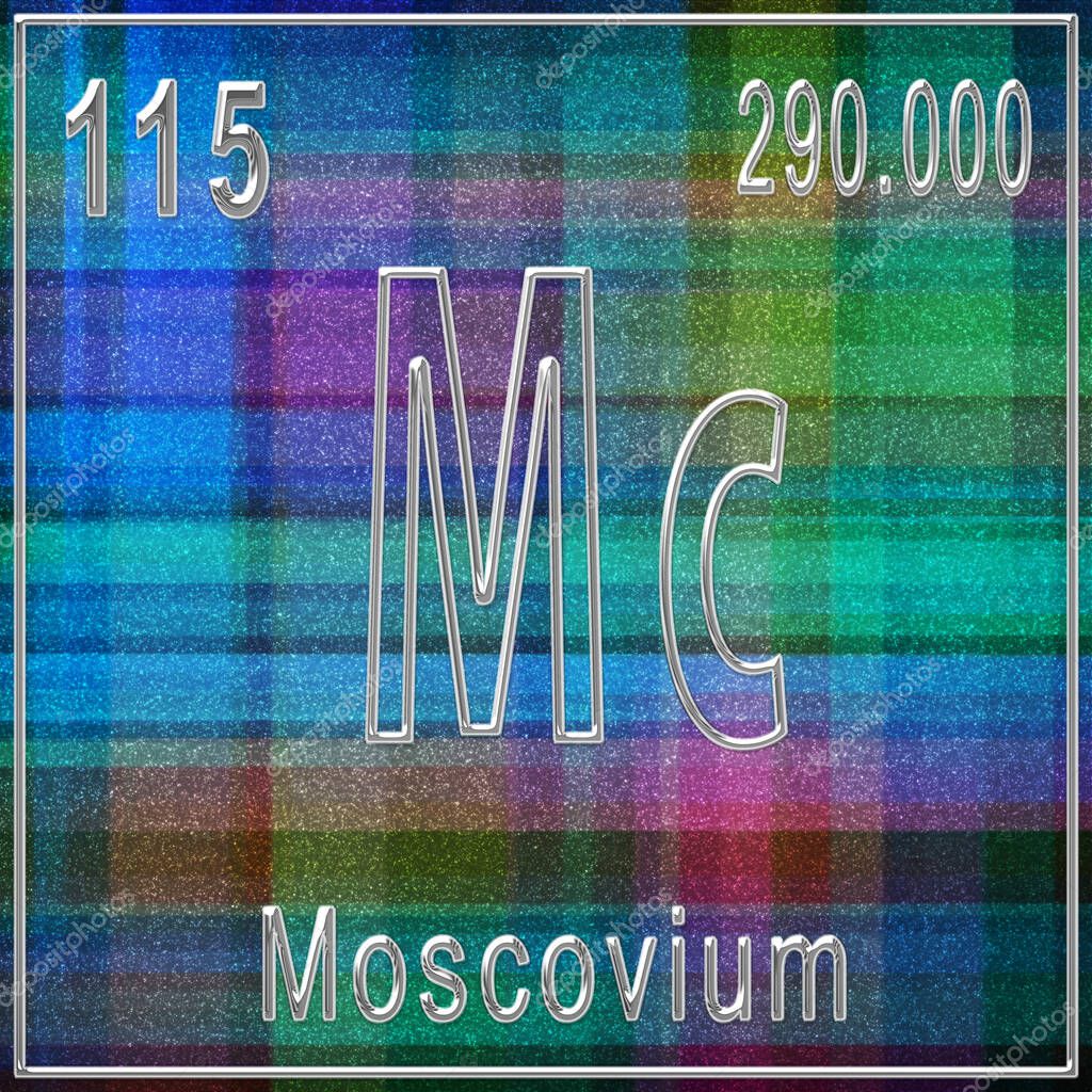 Elemento químico de Moscovio, Signo con número atómico y peso atómico ...