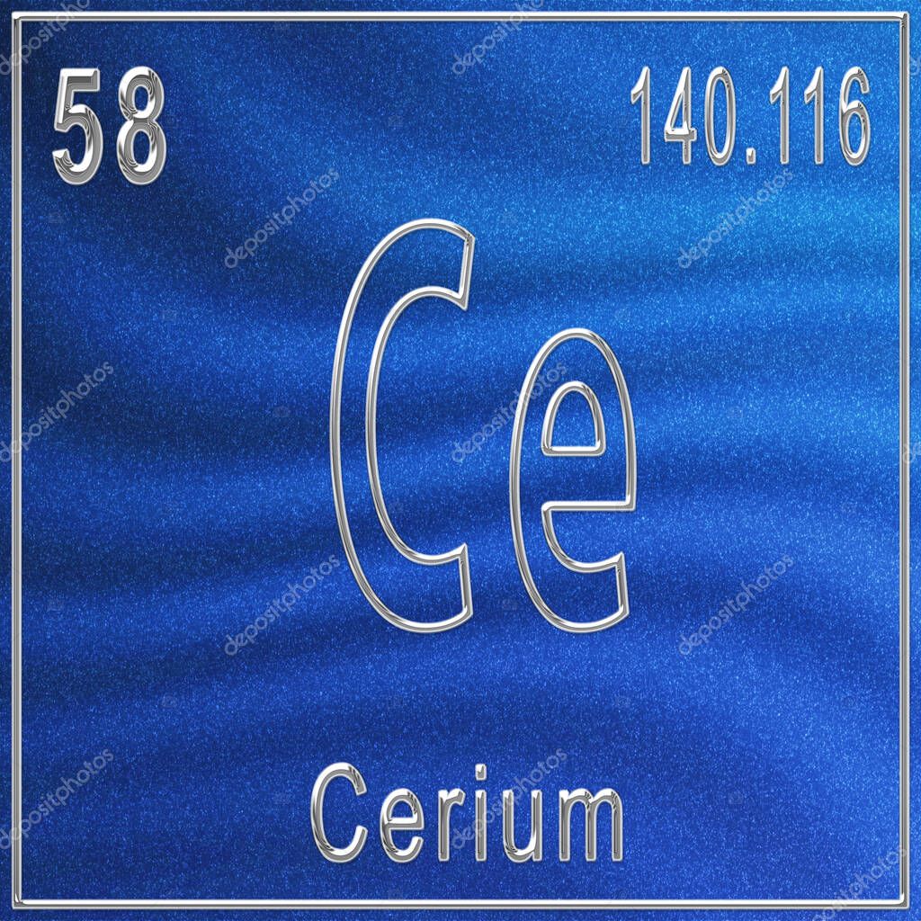 Elemento químico de cerio, signo con número atómico y peso atómico ...