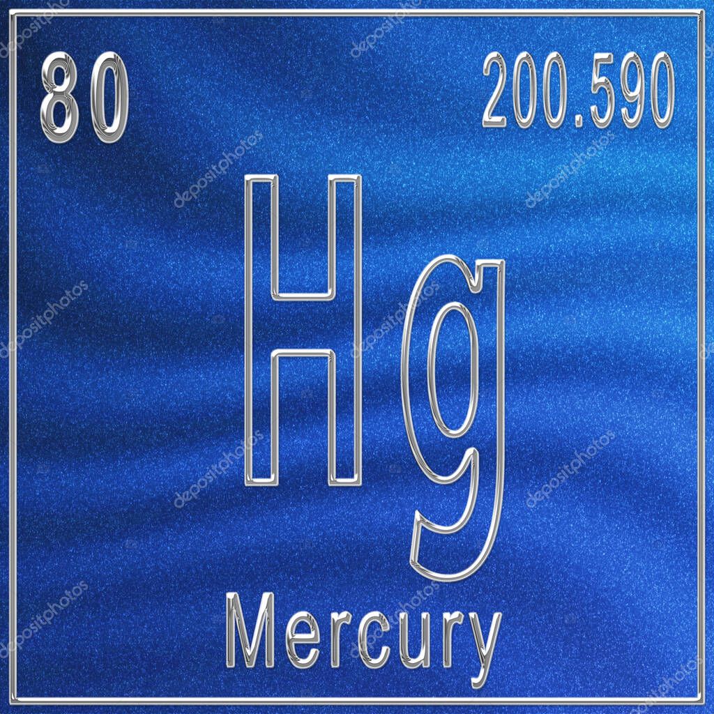 Elemento químico de mercurio, signo con número atómico y peso atómico ...