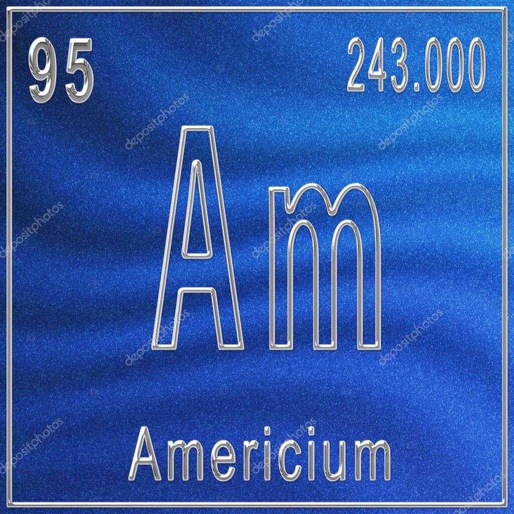 Elemento químico americio, signo con número atómico y peso atómico ...