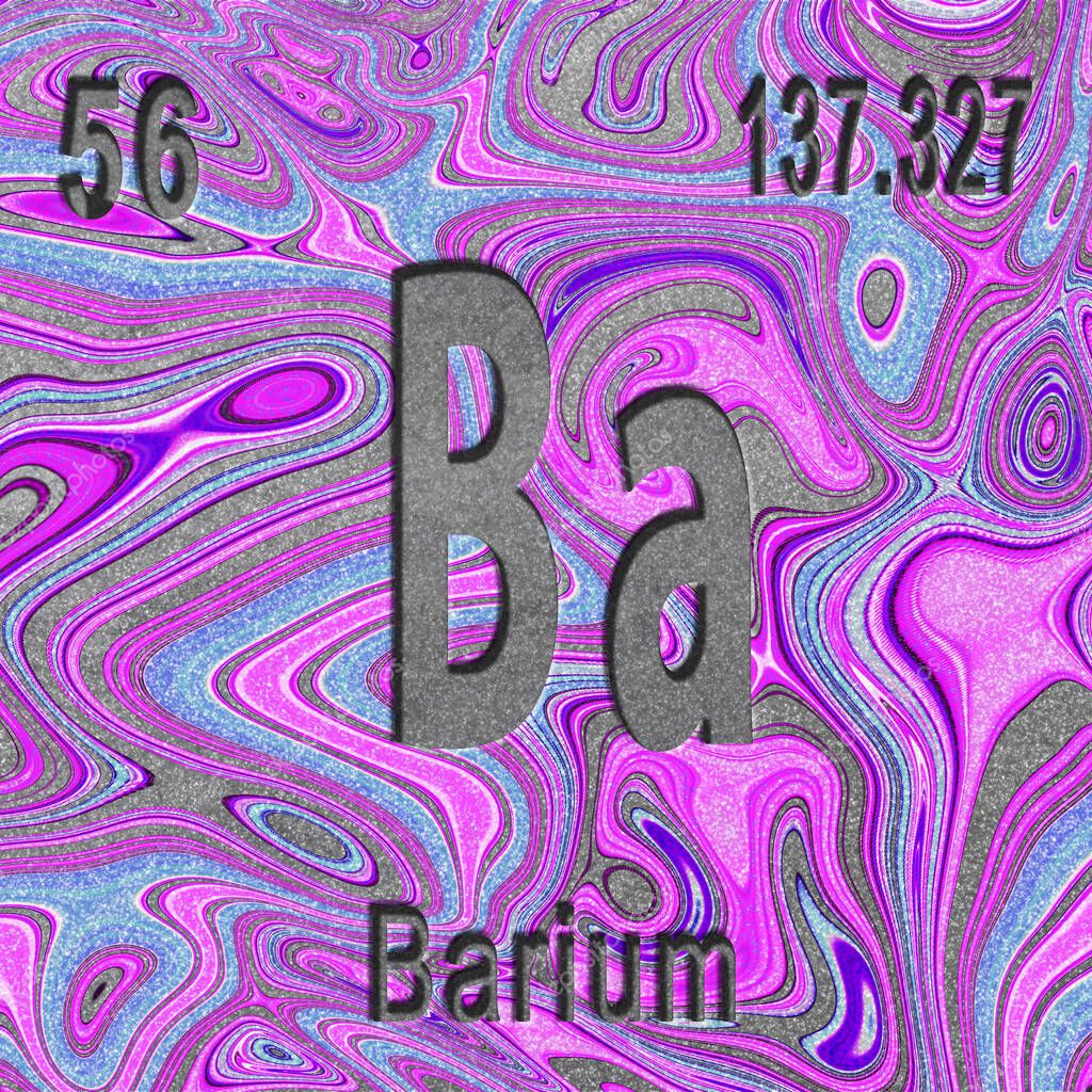 Elemento químico de bario, signo con número atómico y peso atómico ...