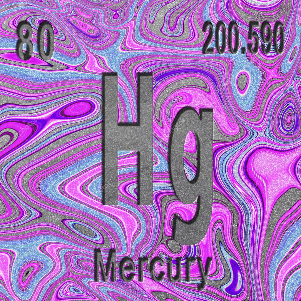 Elemento químico de mercurio, signo con número atómico y peso atómico ...