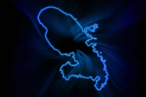 Mapa resplandeciente de Martinica, mapa de contorno azul moderno, sobre ...