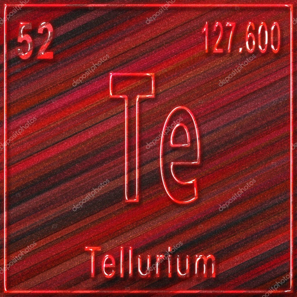 Elemento químico de telurio, signo con número atómico y peso atómico ...