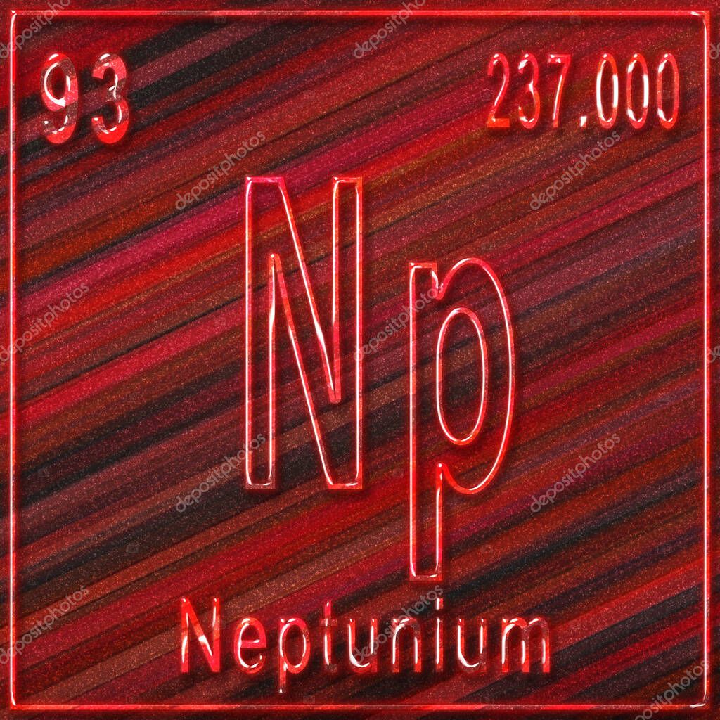Elemento químico de neptunium, signo con número atómico y peso atómico ...