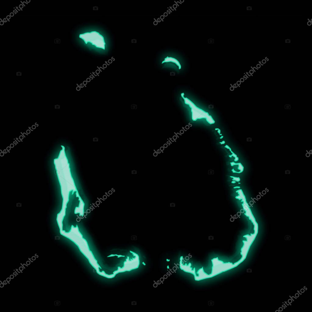 Mapa de Islas Cocos, vieja pantalla terminal de ordenador verde, sobre ...