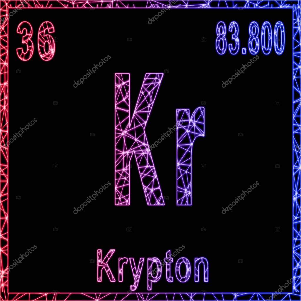 Krypton elemento químico, signo con número atómico y peso atómico, 2024
