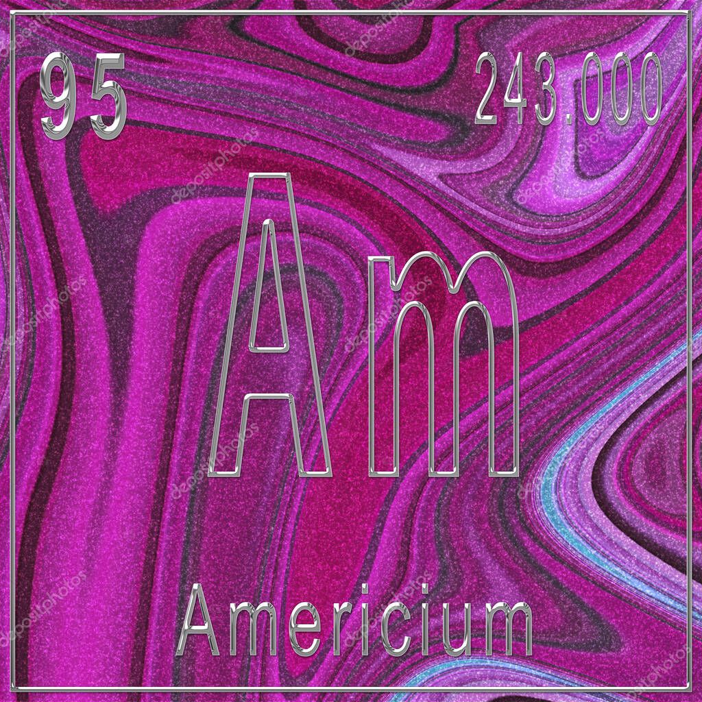 Elemento químico americio, Signo con número atómico y peso atómico ...