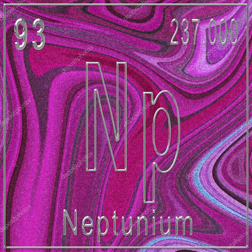 Neptunium elemento químico, signo con número atómico y peso atómico ...