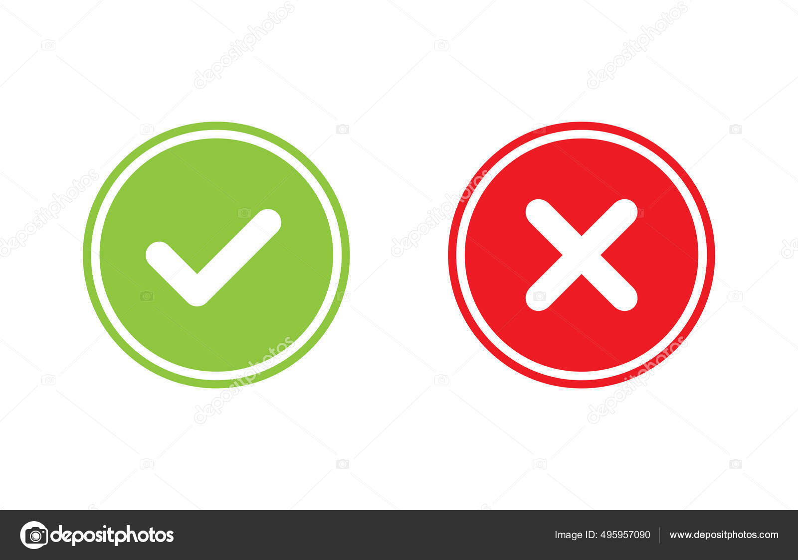 Tick And Cross Symbol Green Checkmark And Red Cross Symbols Green