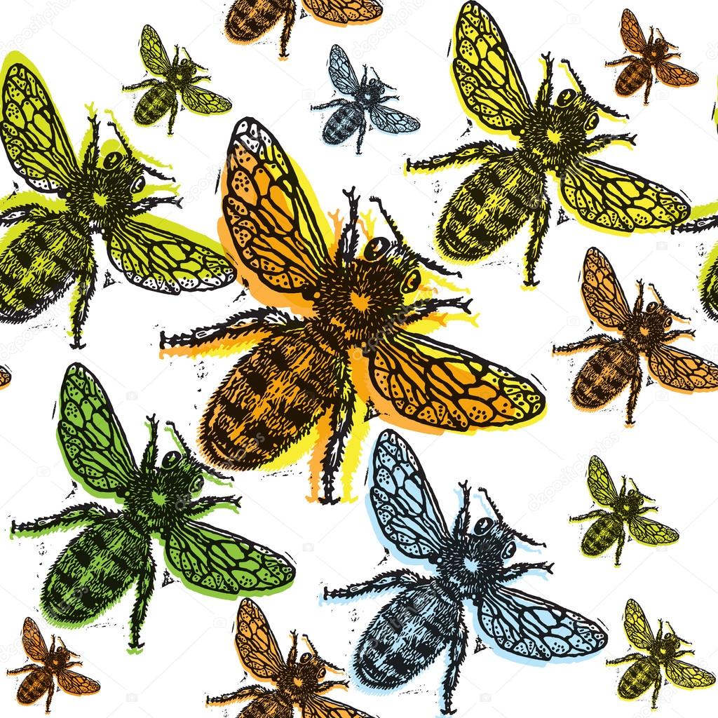 Vector illustrated seamless bee pattern. Stock Vector by ©ant_art 103361530