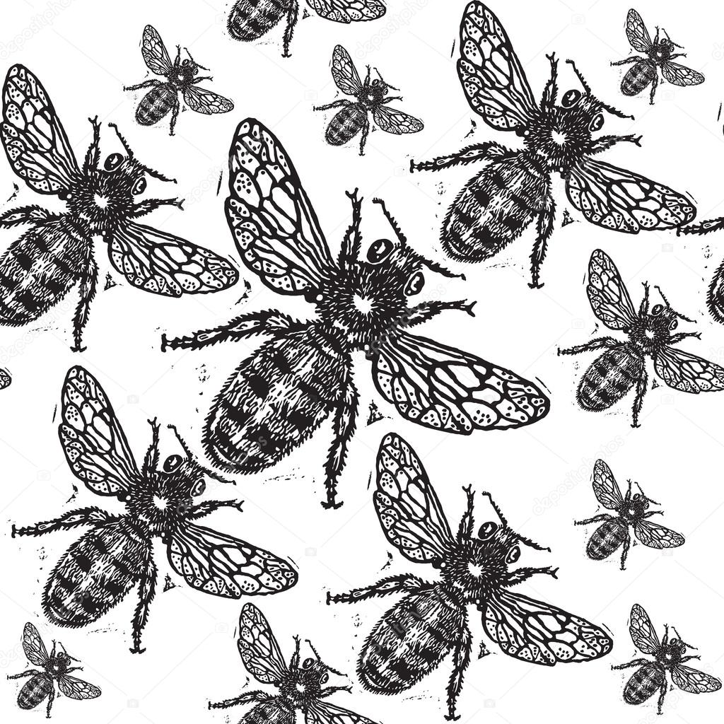 Vector illustrated seamless bee pattern. Stock Vector Image by ©ant_art ...