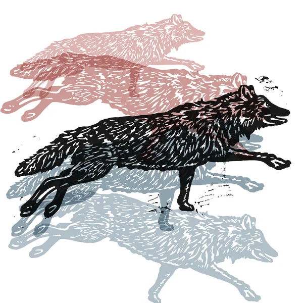 Wolf Pack Running Drawing