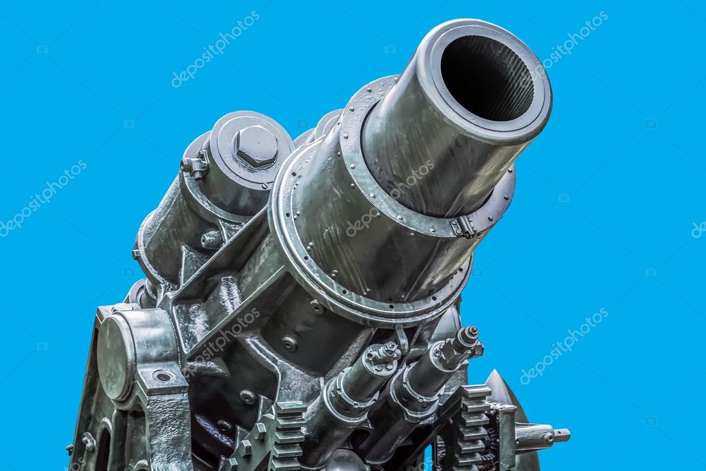 WWI Heavy Siege Howitzer Gun - Skoda 305 mm Model 1911 Isolated on Blue ...
