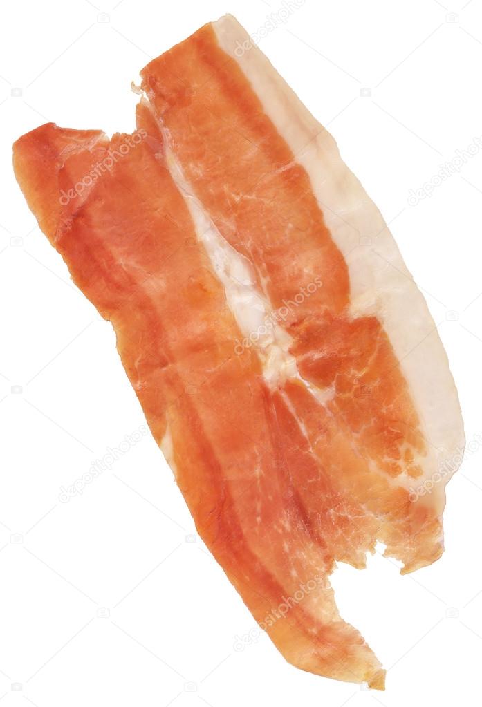 Jamón de cerdo ahumado curado en seco Prosciutto Slice aislado sobre ...