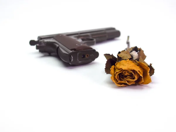 Red Rose Shooting Gun Isolated Black Stock Photo by ©KateNovikova 190803808