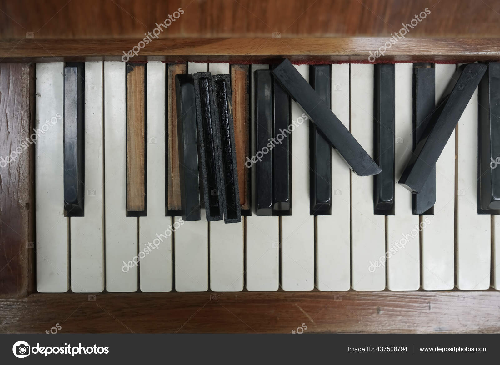 Close Shot Old Abandoned Piano Keyboard Top View — Stock Photo ...